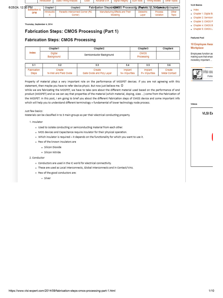 Fabrication Steps - CMOS Processing (Part 1) - VLSI Concepts | PDF | Semiconductor Device ...