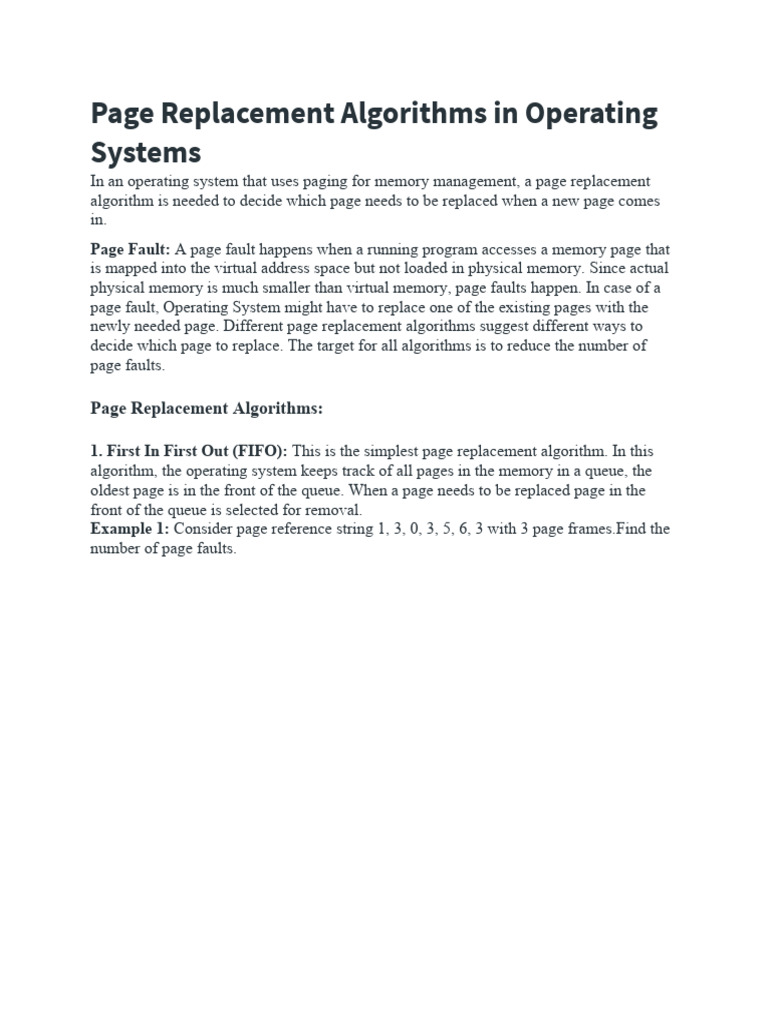 Page Replacement Algorithms Explained | PDF | Computer Engineering ...