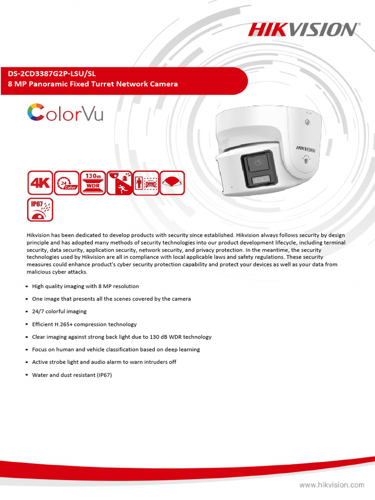DS-2CD3387G2P-LSU SL Datasheet 20240326 | PDF | Camera Lens | Camera