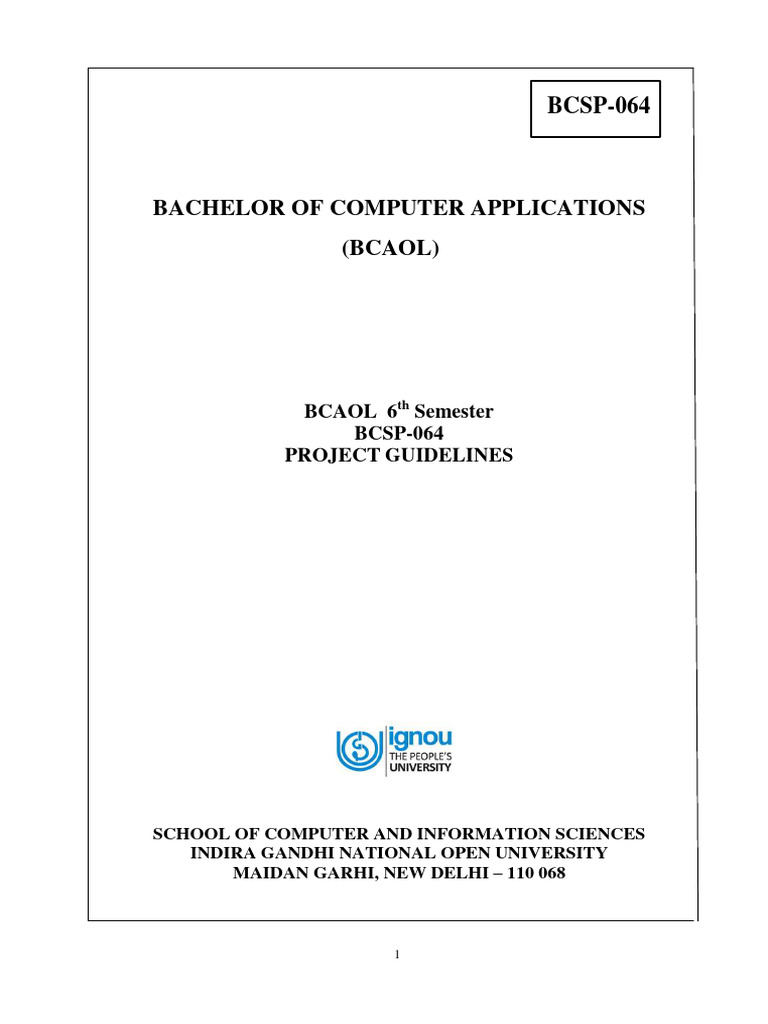 BCSP-064 Project Guidelines For BCAOL Jan 2024 | PDF | Unit Testing ... BCSP-064 Project Guidelines For BCAOL Jan 2024 | PDF | Unit Testing ...