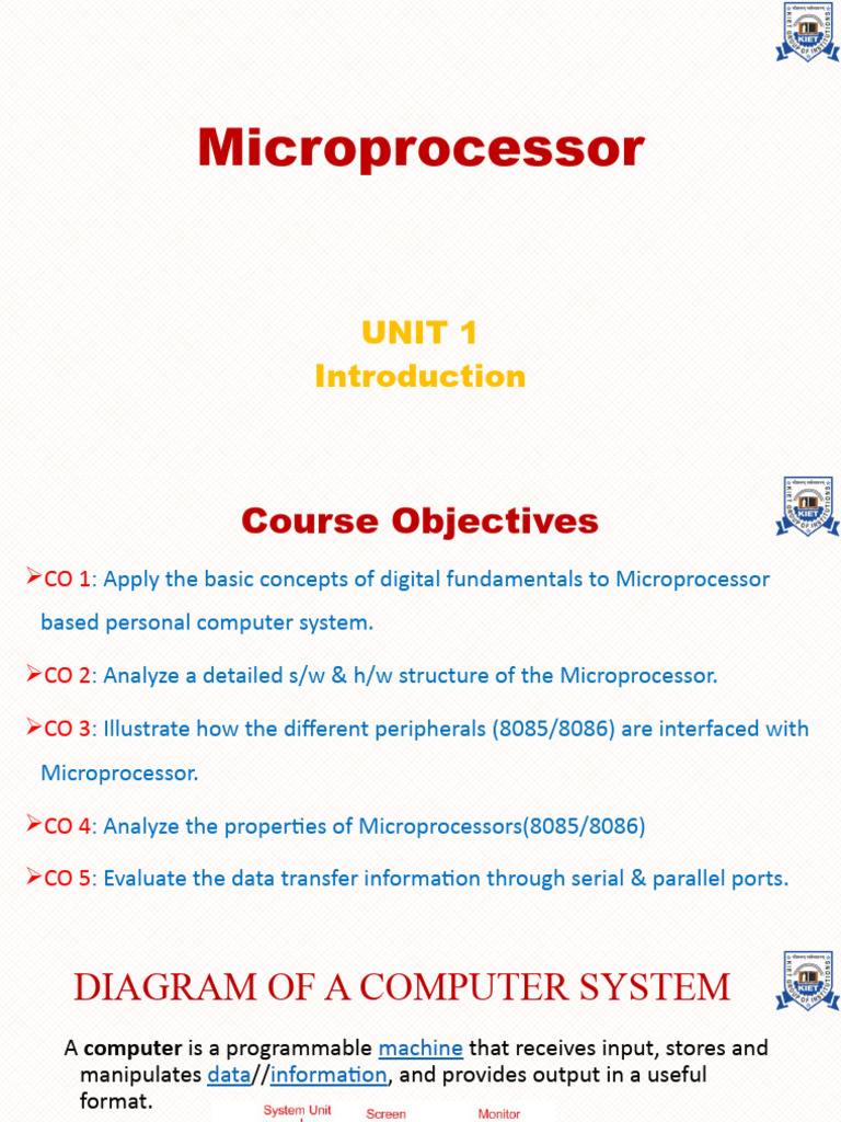 UNIT 1 Microprocessor | PDF | Central Processing Unit | Input/Output UNIT 1 Microprocessor | PDF | Central Processing Unit | Input/Output