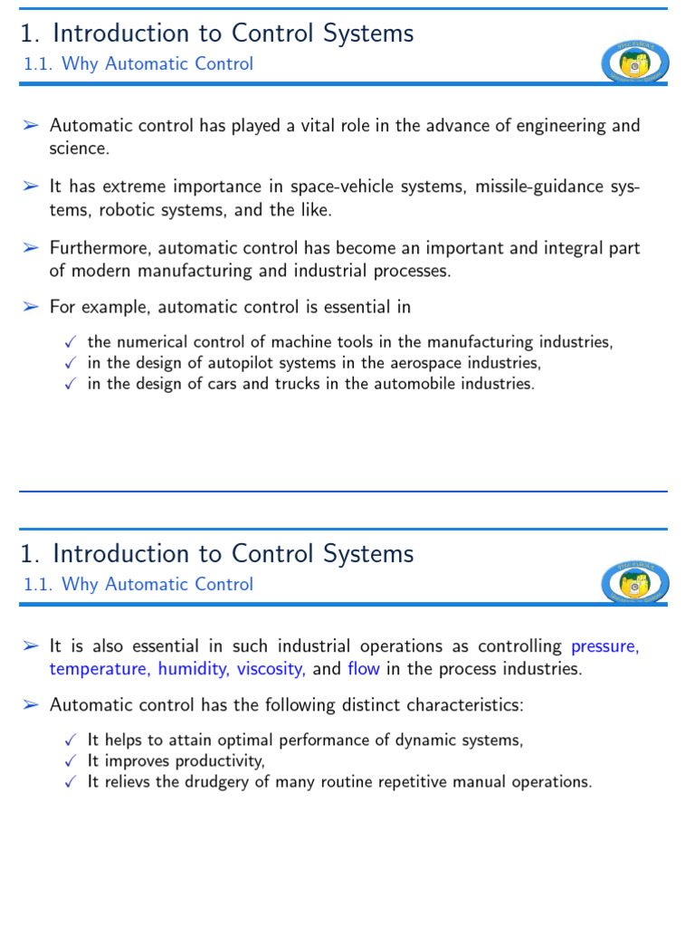 Lecture 1 | PDF | Control Theory | Feedback
