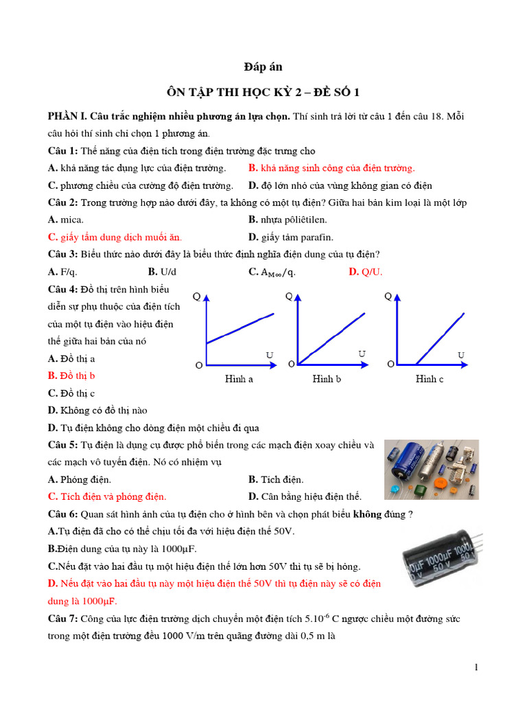 Dap An de On Tap So 1 | PDF