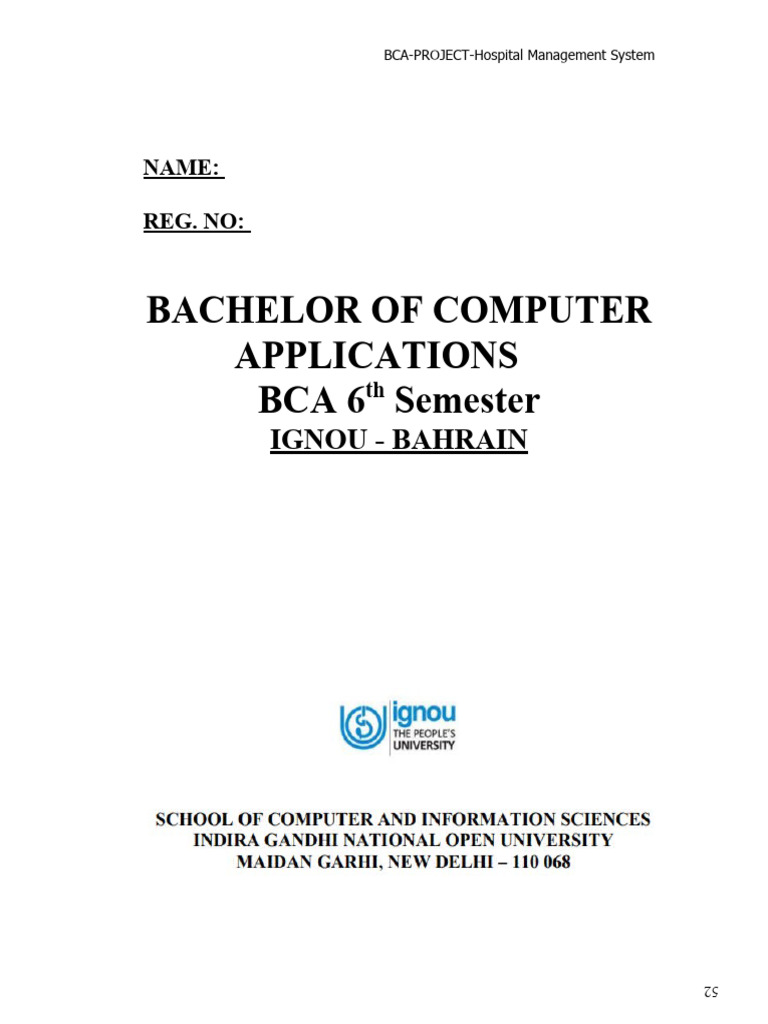 BAHrain Yash - Project Report HMS - Cover Page Final | PDF | Business | Technology & Engineering