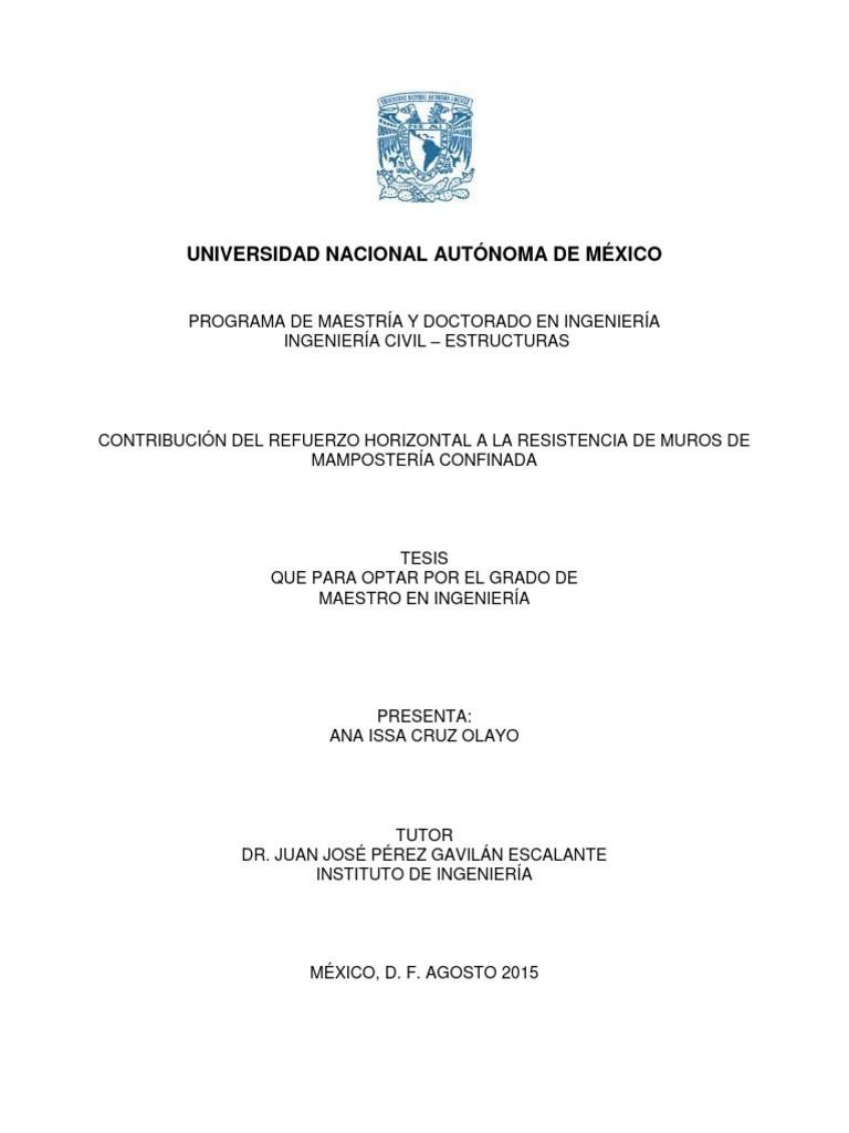 Tesis UNAM Mampostería Refuerzo Horz. | PDF | Hormigón | Albañilería