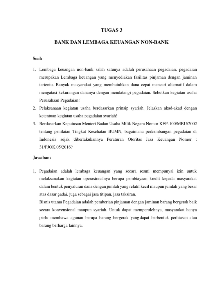 Tugas 3 - Bank Dan Lembaga Non-Bank - Raudya Zahra Nafisa | PDF | Pengelolaan Keuangan & Uang