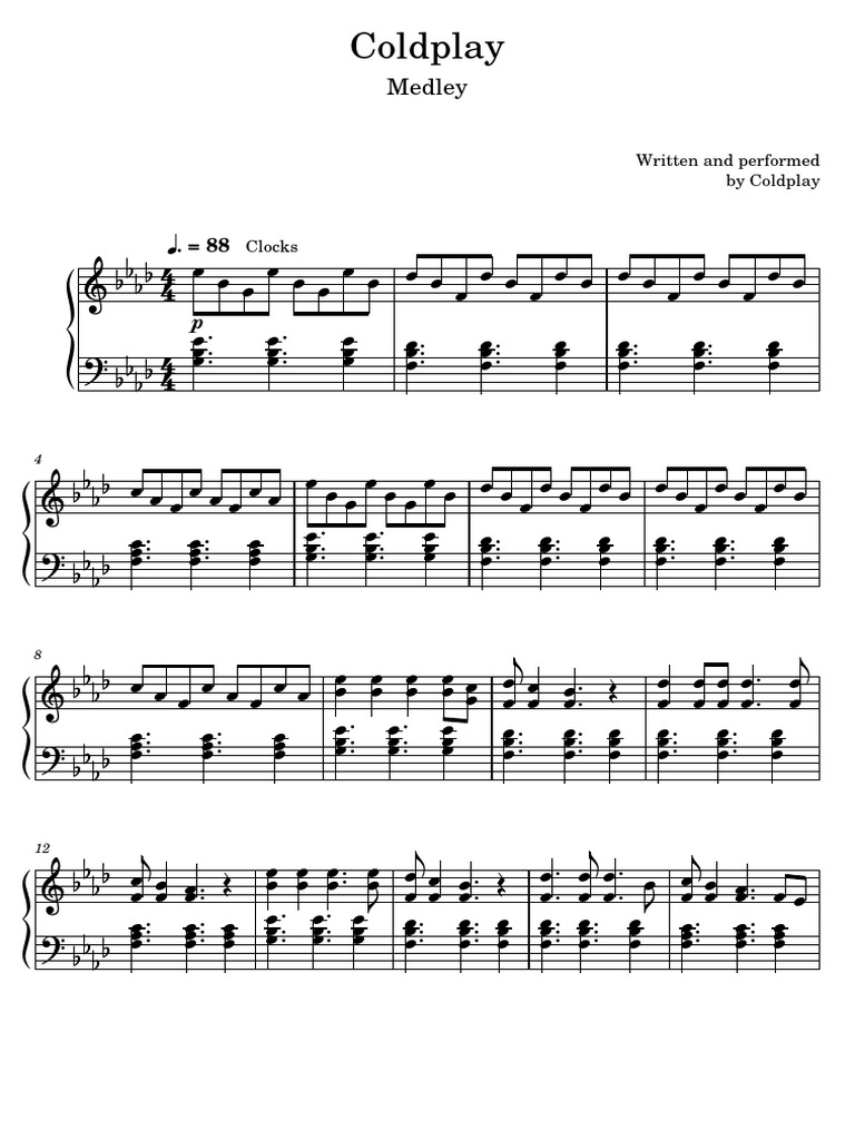 Coldplay Medley | PDF | Entertainment | Alternative Rock
