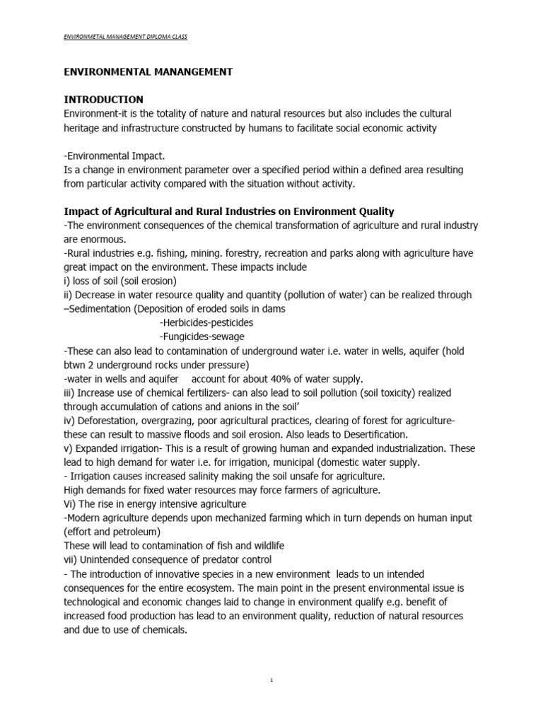 Environmental Management Overview | PDF | Environmental Impact ...
