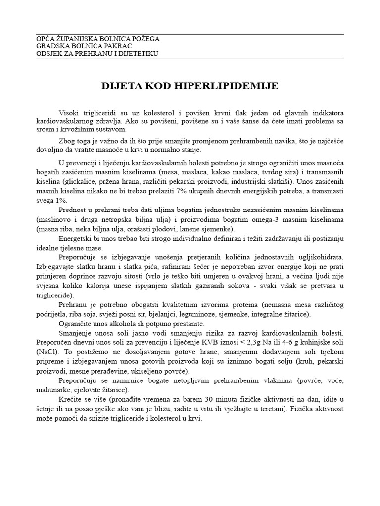 Dijeta Kod Hiperlipidemije | PDF