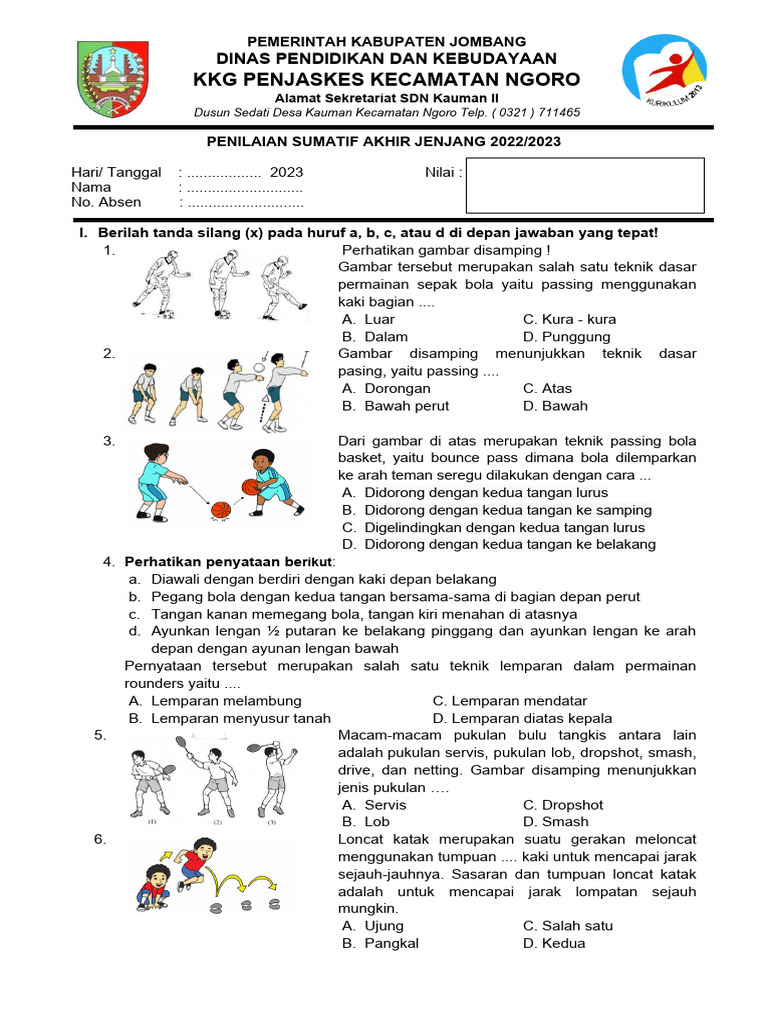 Soal Psaj Pjok Kelas 6 2022-2023 | PDF