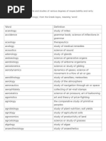 Comprehensive Ology Definitions List | PDF | Biology | Science