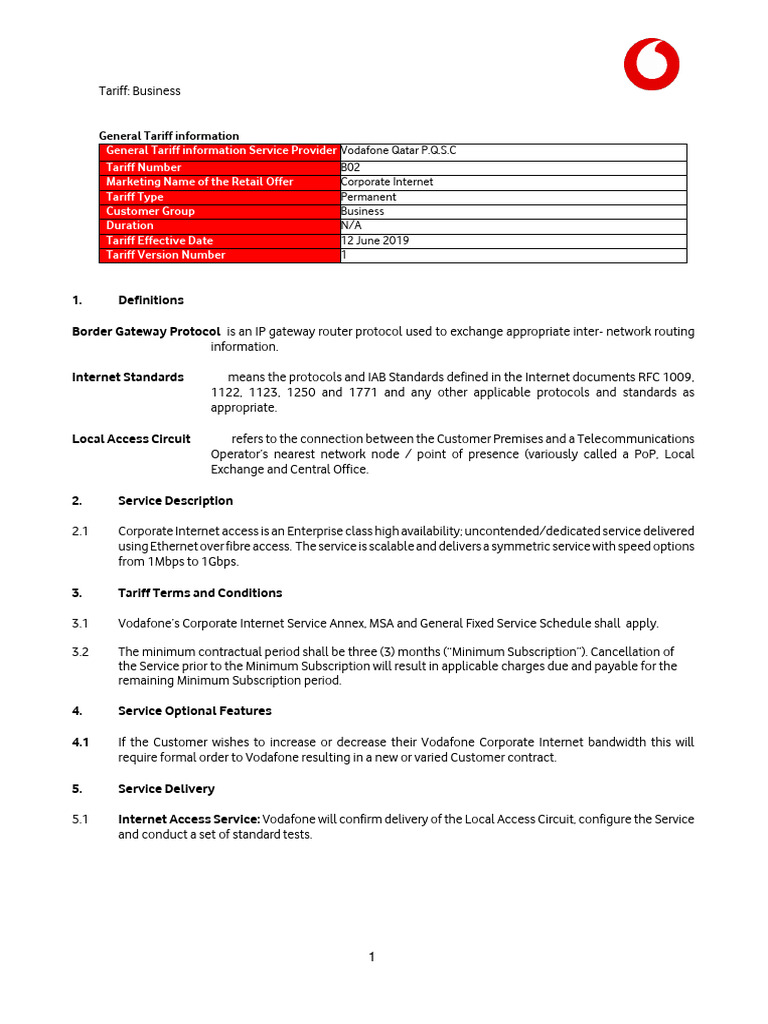 Tariff Notification For Corporate Internet | PDF | Internet | Domain ...