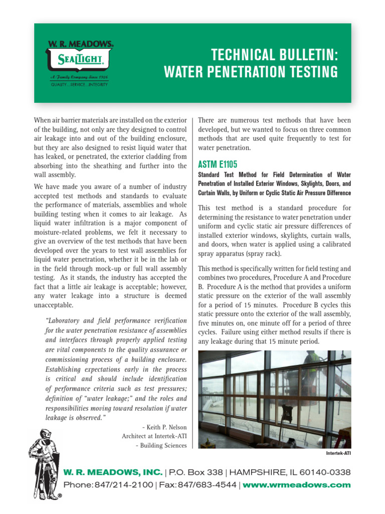 technical-bulletin-water-penetration-testing | Download Free PDF | Wall ...