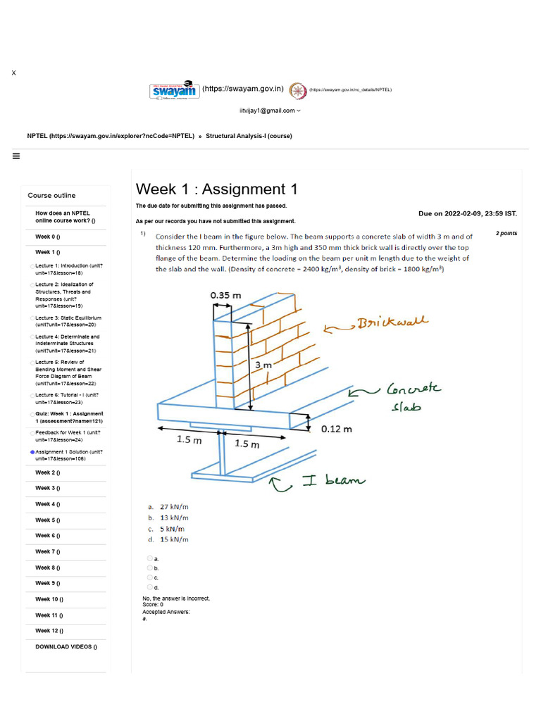 Structural Analysis-I - Unit 3 - Week 1 | PDF | Bending | Mechanical Engineering