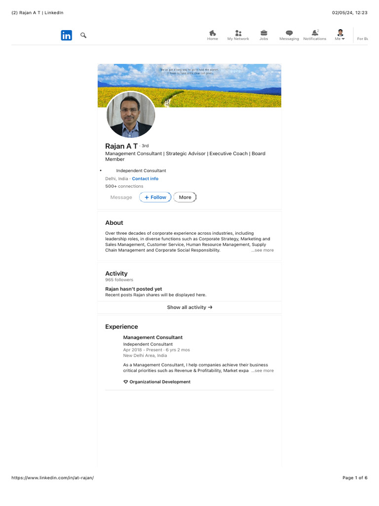 Rajan A T - LinkedIn | PDF | Linked In | Leadership