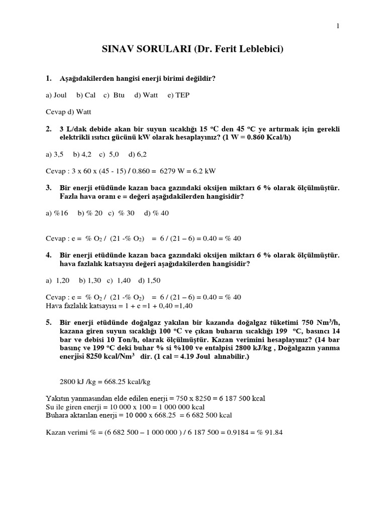 (Dr. F. Leblebici) SINAV SORULARI | PDF
