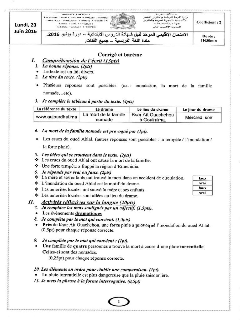 Tenghir 2016 Corrige | PDF