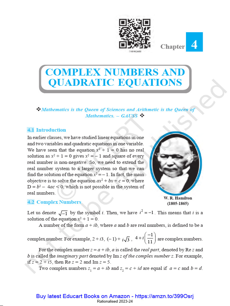 Complex Numbers and Quadratic Equations | PDF | Equations | Applied Mathematics