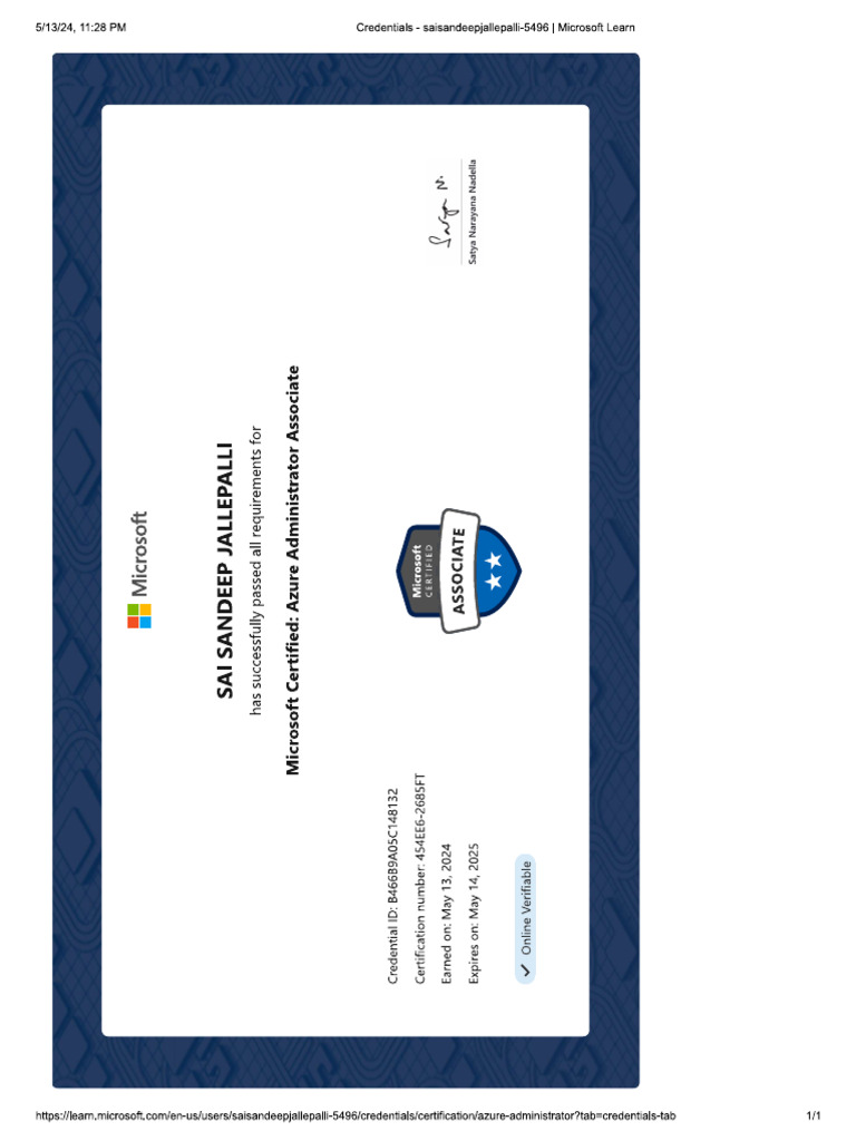 (Az-104) Certificate | PDF (Az-104) Certificate | PDF