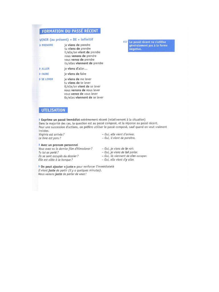 Formation Du Passé Récent | PDF