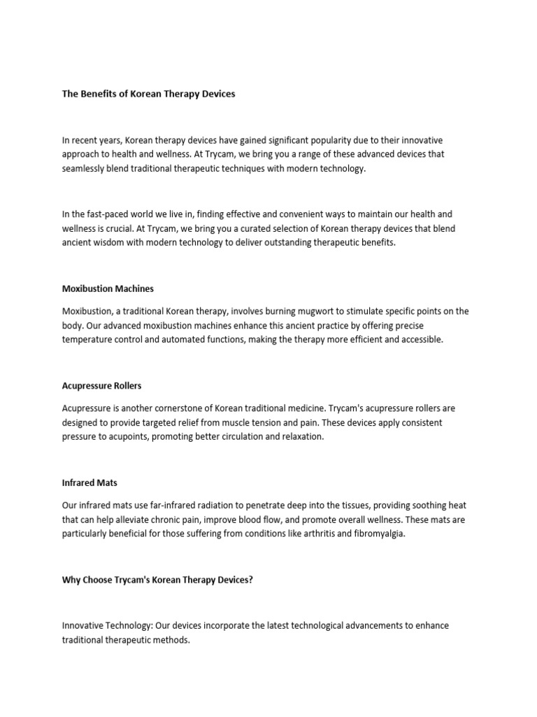 Discover Korean Therapy Devices | PDF | Acupressure | Clinical Medicine