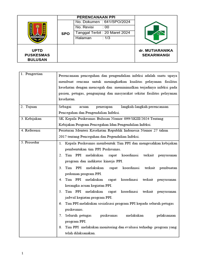 Spo Perencanaan Ppi | PDF | Sains & Matematika