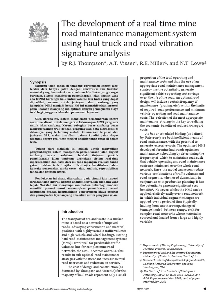 Real-Time Mine Road Management | PDF | Road | Truck