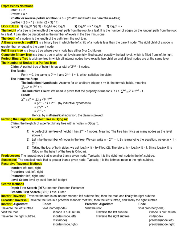 Cheat Sheat Cpsc 331 Midterm 1 Pdf Theoretical Computer Science Algorithms And Data Structures