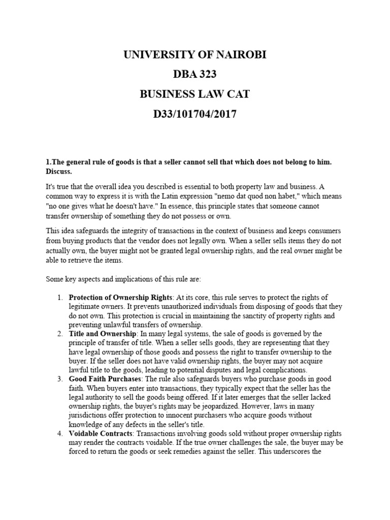 Business Law Cat | PDF | Title (Property) | Legal Remedy
