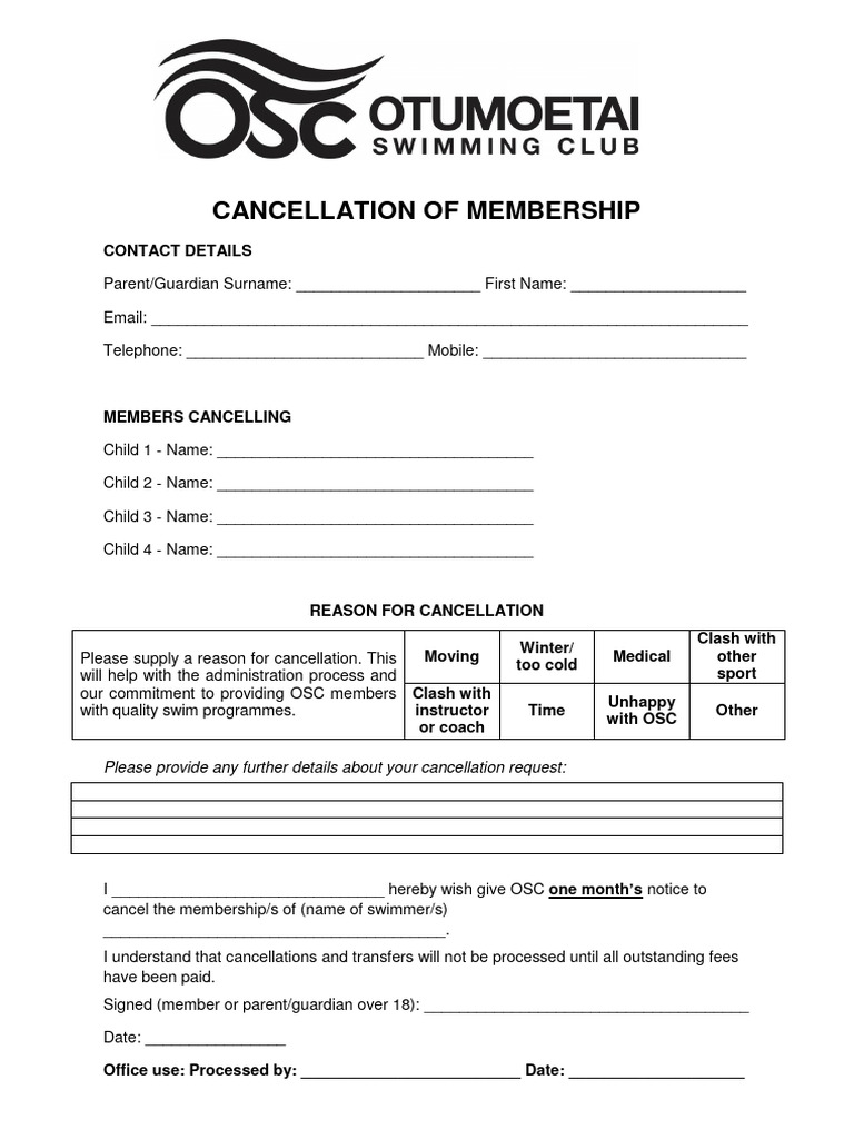 Cancelation of Membership | PDF