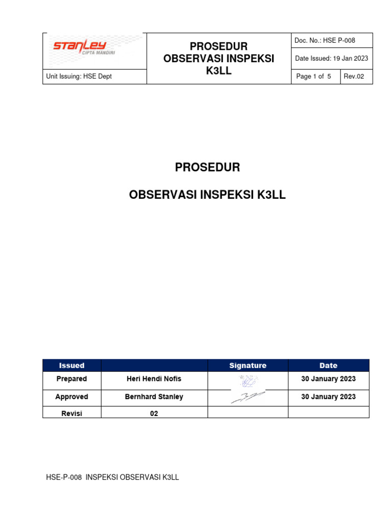 007 Pros Inspeksi Observasi K3LL | PDF