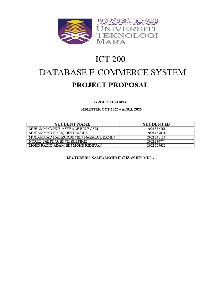 Project Proposal Ict200 | Download Free PDF | E Commerce | Online Shopping