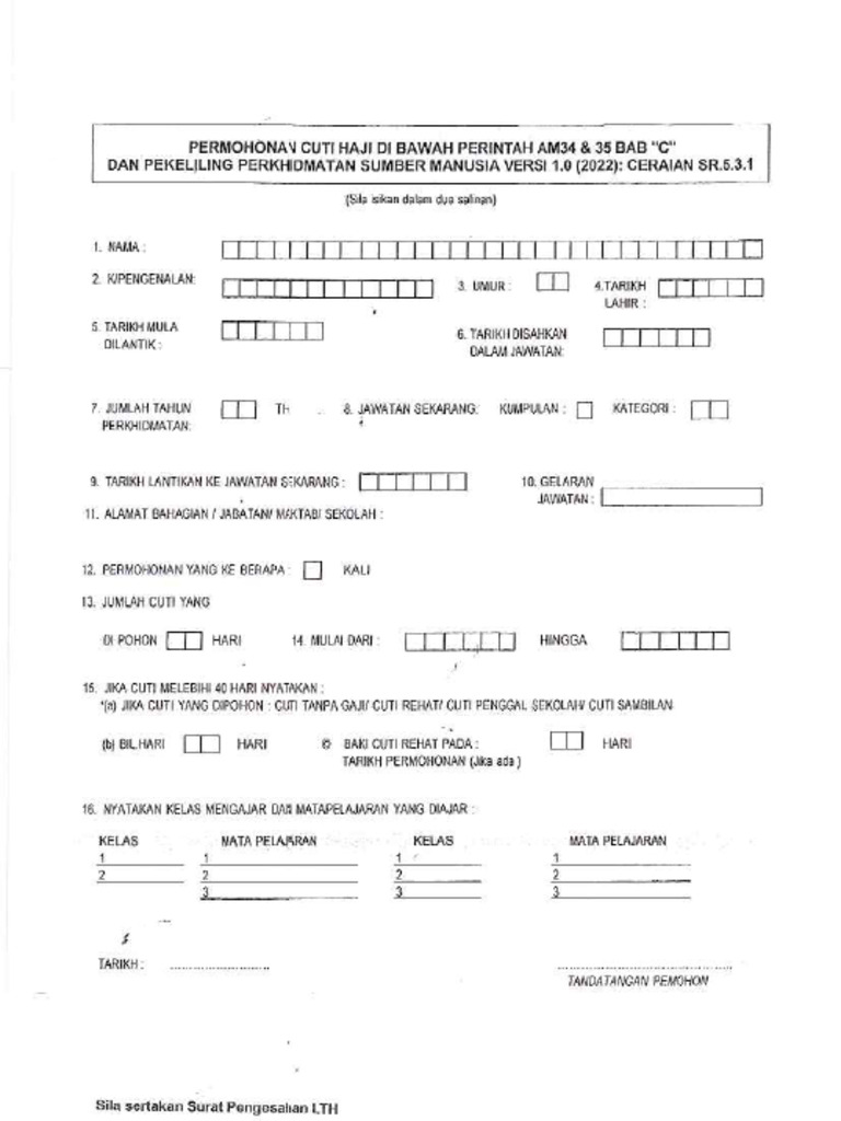 borang cuti haji terkini_ceraian 5.3.. | PDF