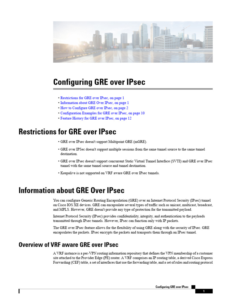 Configuring Gre Over Ipsec Pdf Cryptography Telecommunications 