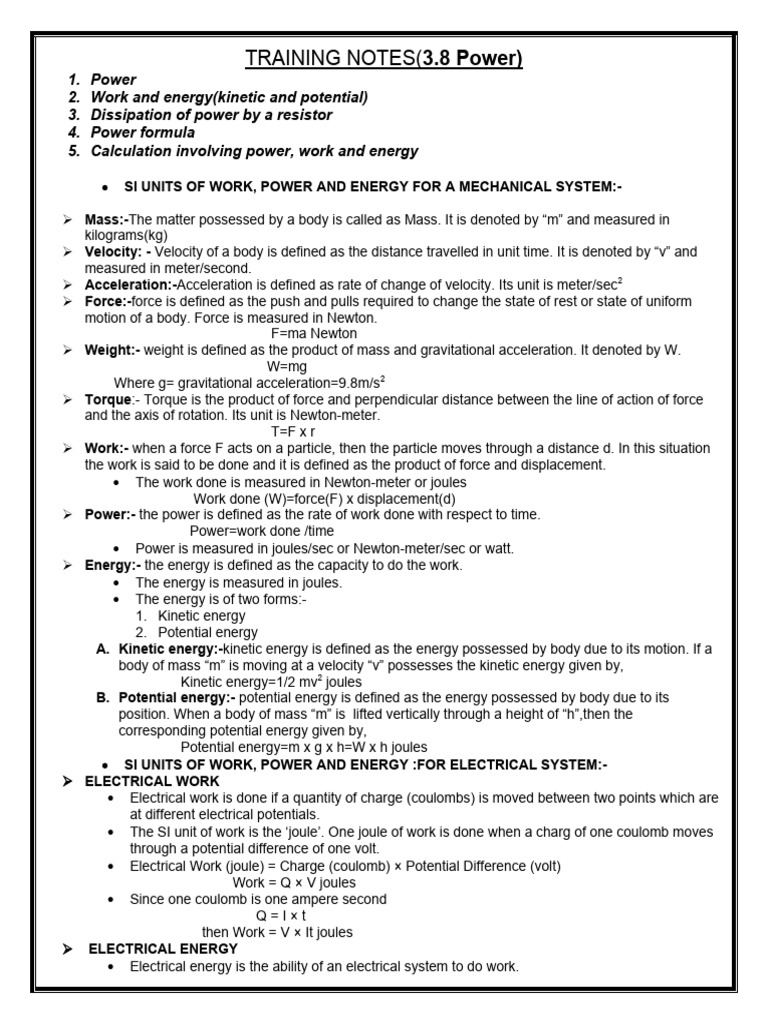 3.8 Power | PDF | Power (Physics) | Force