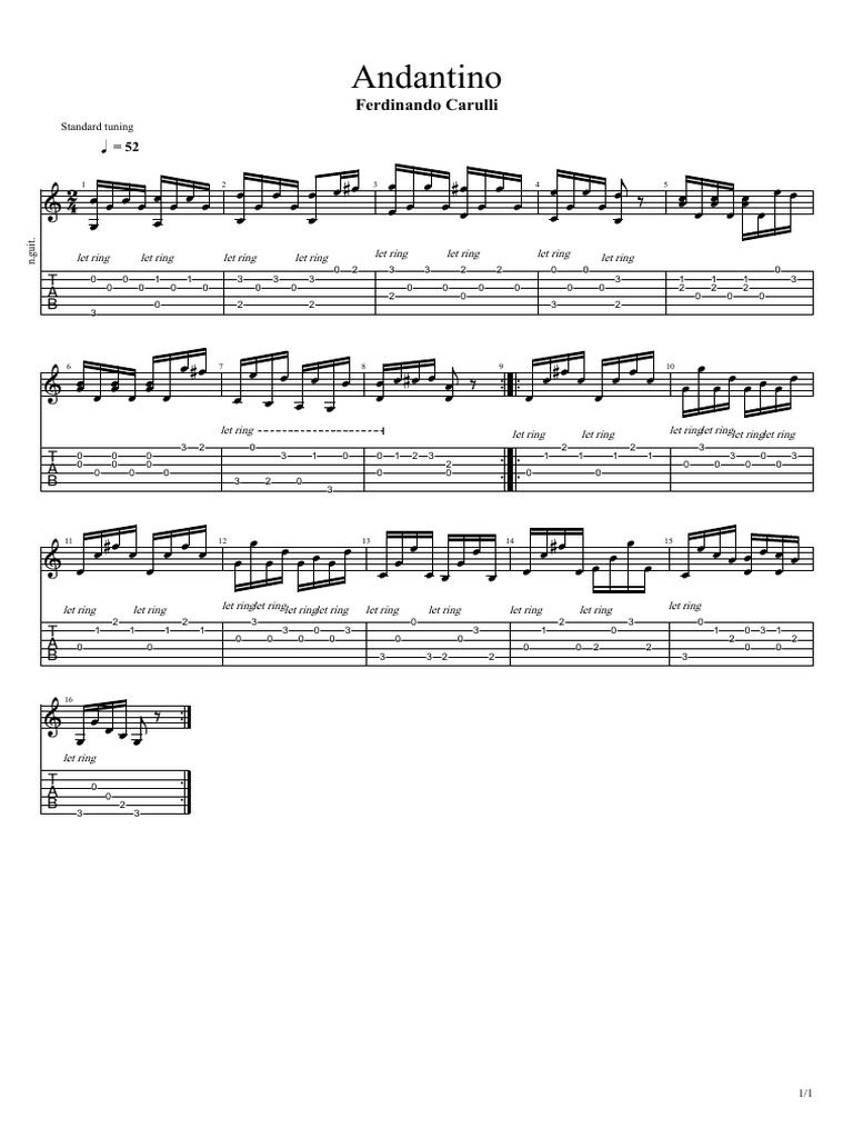 Guitar Sheet Music: Andantino | PDF