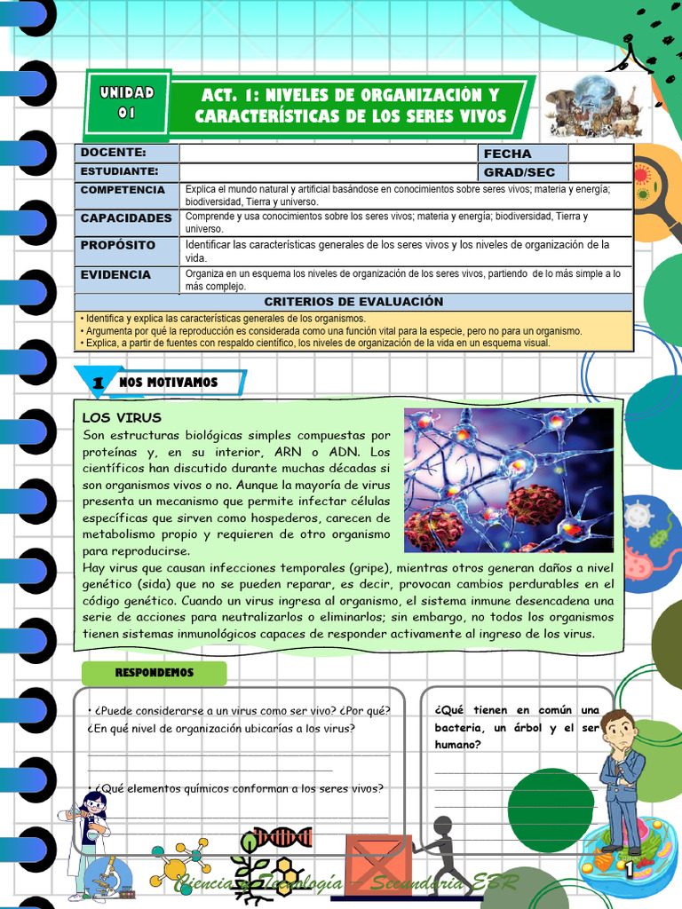 4º Act 1-Cyt-U1 | PDF | Organismos | Vida