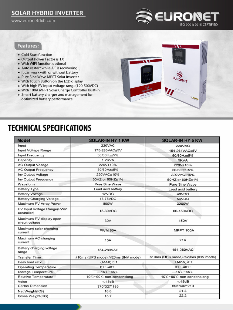 5 Solar Hybrid Inverter All Datasheet | PDF