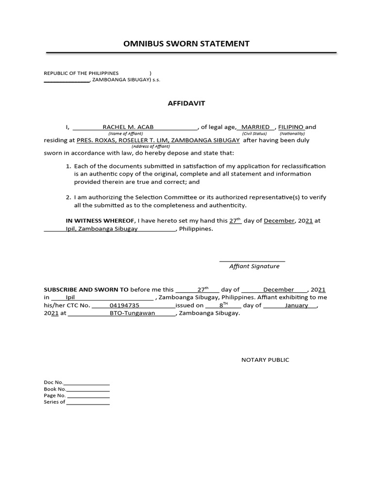 Omnibus Sworn Statement | PDF