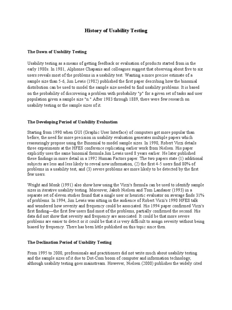 History of Usability Testing | Download Free PDF | Usability | Areas Of ...