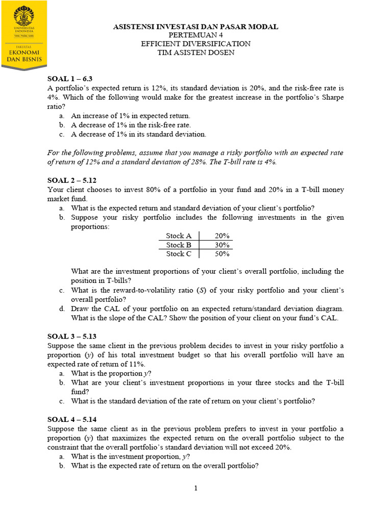 Soal 4 IPM | PDF | Portfolio (Finance) | Investing