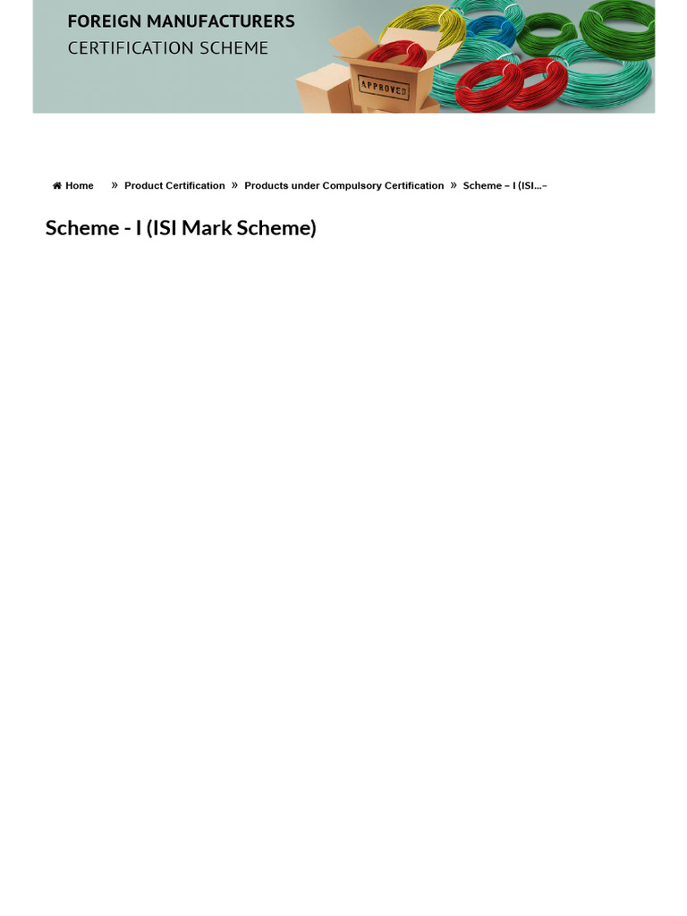 Scheme - I (ISI Mark Scheme) - Bureau of Indian Standards | PDF