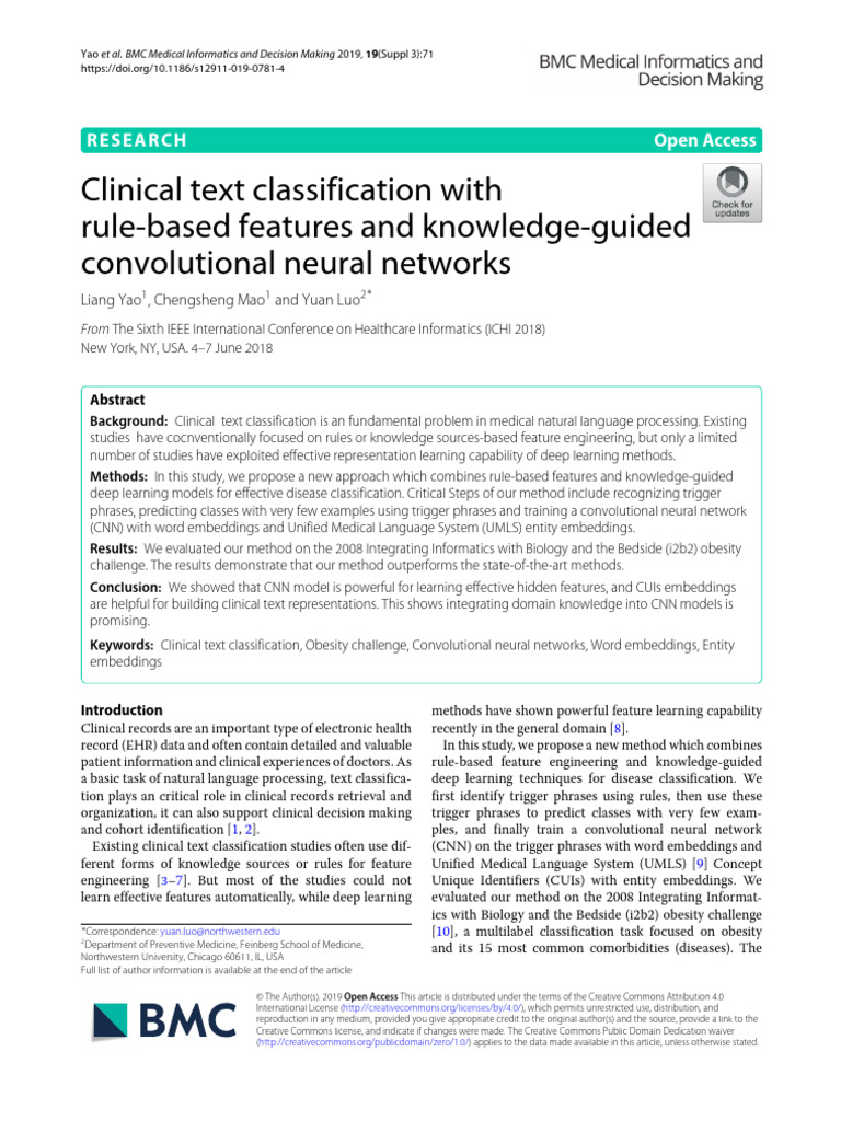 Clinical Text Classification With Rule-Based Features and Knowledge ...