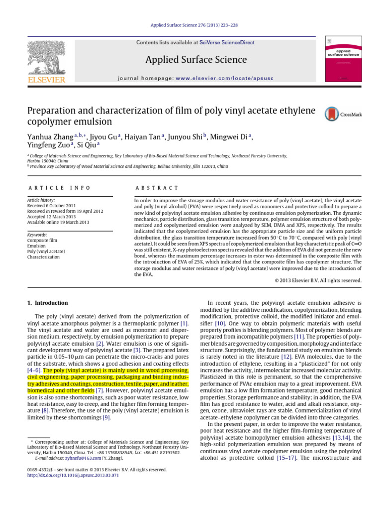 Applied Surface Science: Yanhua Zhang, Jiyou Gu, Haiyan Tan, Junyou Shi ...