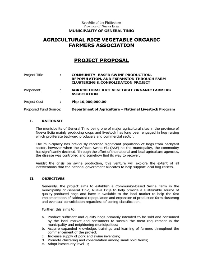 Project Proposal (Swine) | PDF | Farms | Agriculture