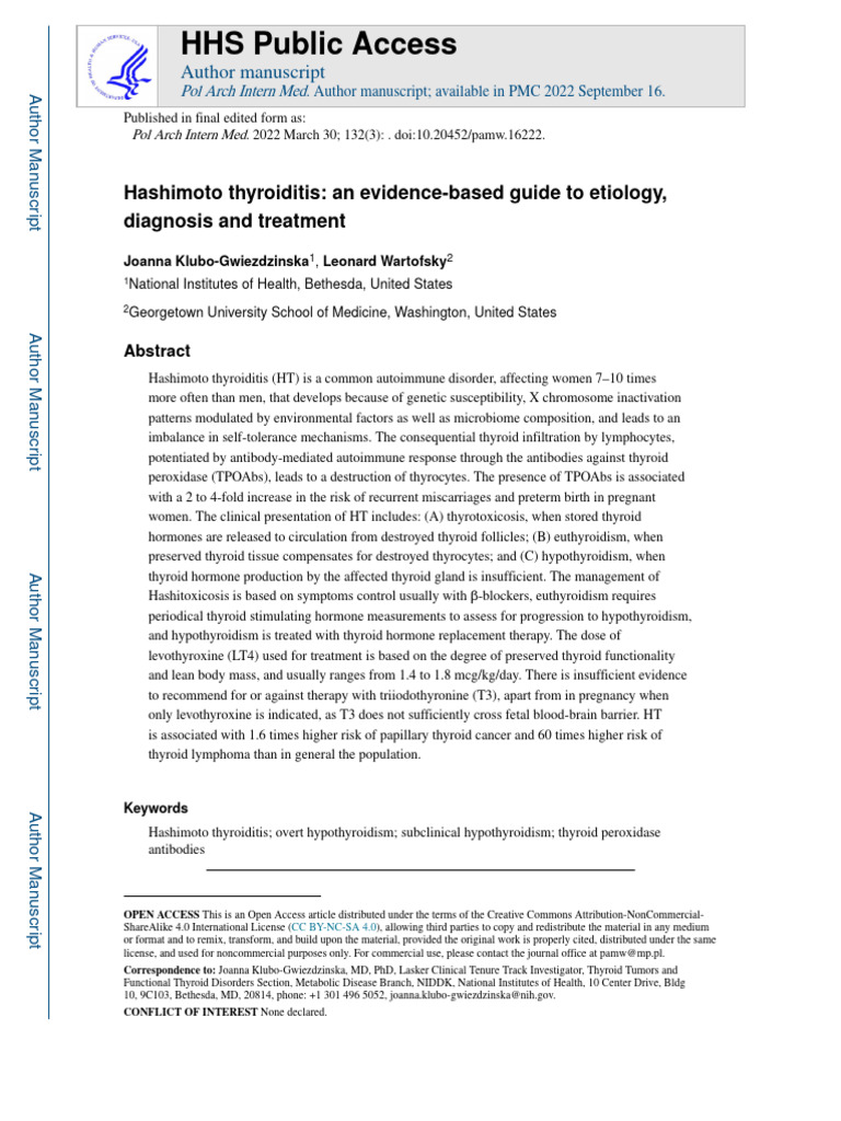 X Hashimoto Thyroiditis - An Evidence-Based Guide To Etiology ...