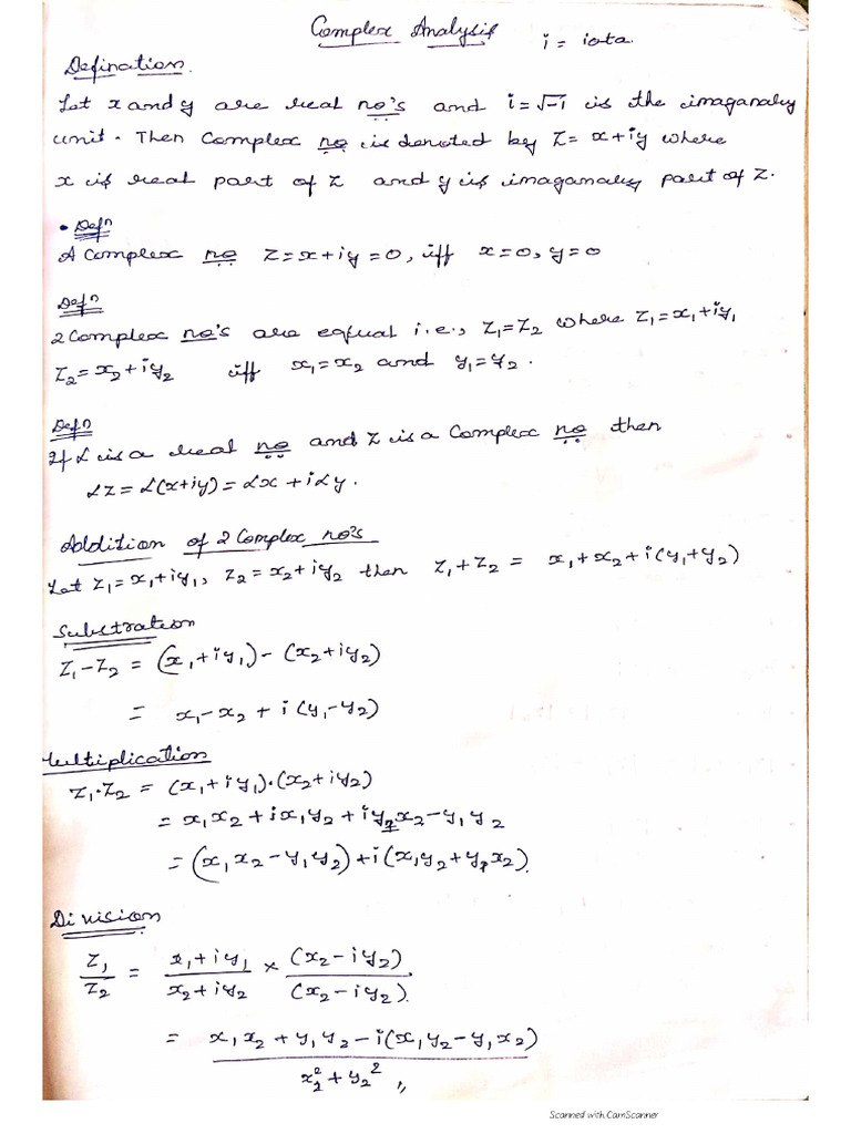 2nd Sem BU Complex Analysis Notes (1) 2nd Sem-1 | PDF 2nd Sem BU Complex Analysis Notes (1) 2nd Sem-1 | PDF