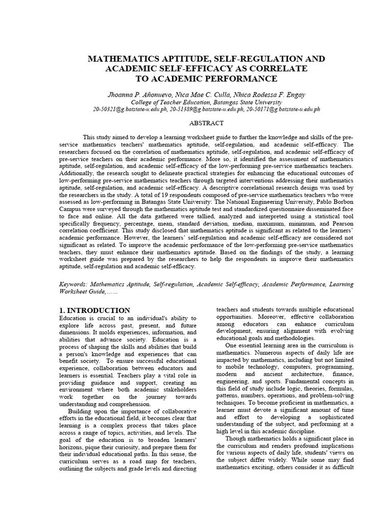 IMRAD Anonuevo Culla Engay | PDF | Self Efficacy | Learning