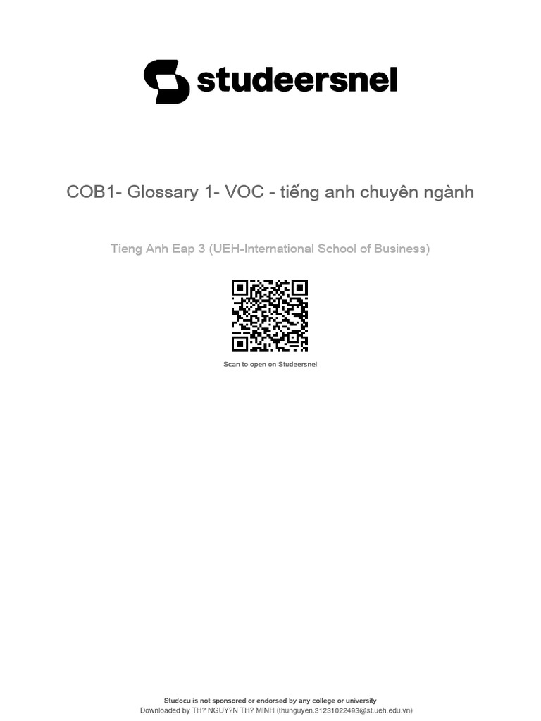 Cob1 Glossary 1 Voc Tieng Anh Chuyen Nganh | PDF | Brand | Marketing