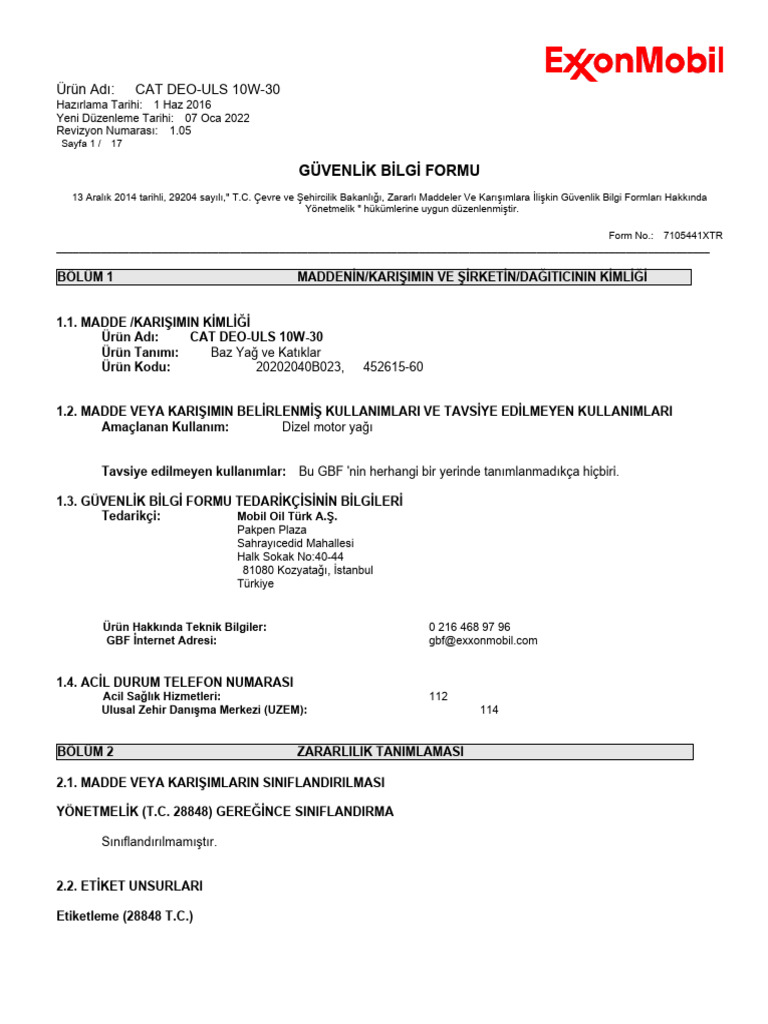 Msds Cat Deo Uls | PDF